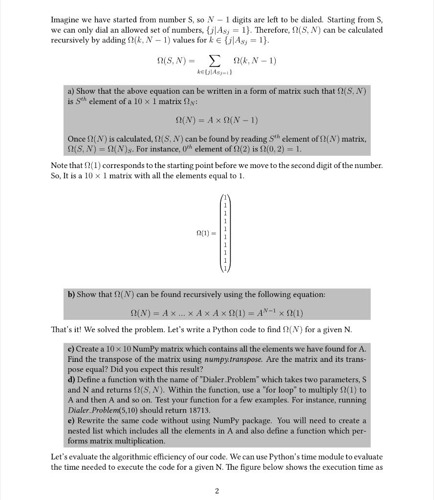Problem 1: Linear Algebra We want to dial an N-digit | Chegg.com