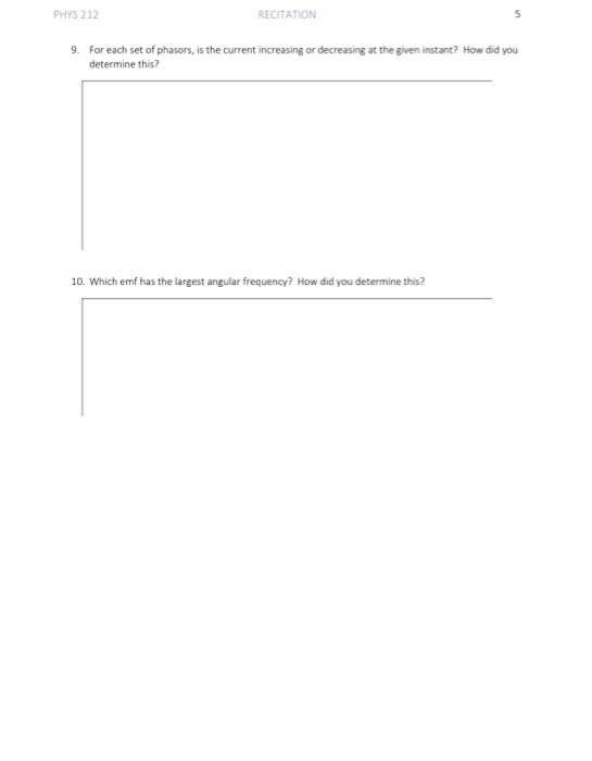 Solved PHYS 212 RECITATION EXERCISE 2: USING PHASORS FOR A | Chegg.com