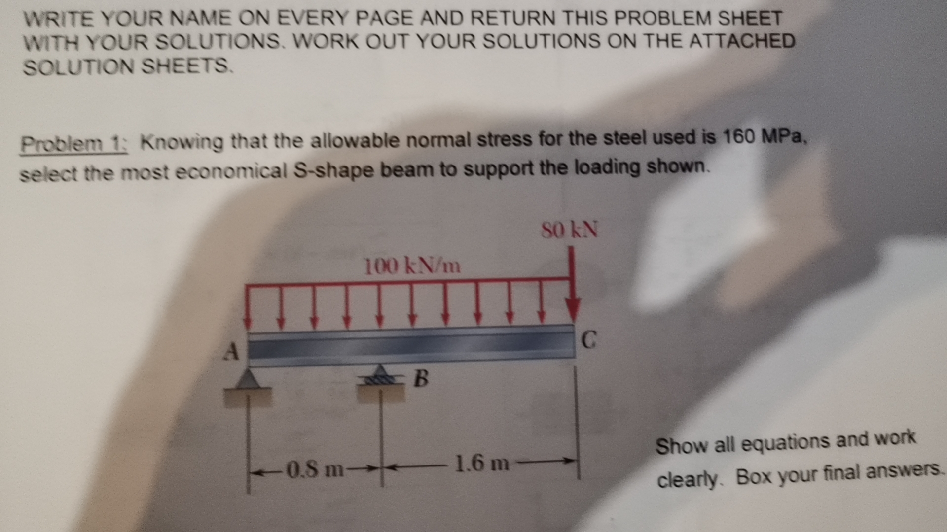 Solved WRITE YOUR NAME ON EVERY PAGE AND RETURN THIS PROBLEM | Chegg.com