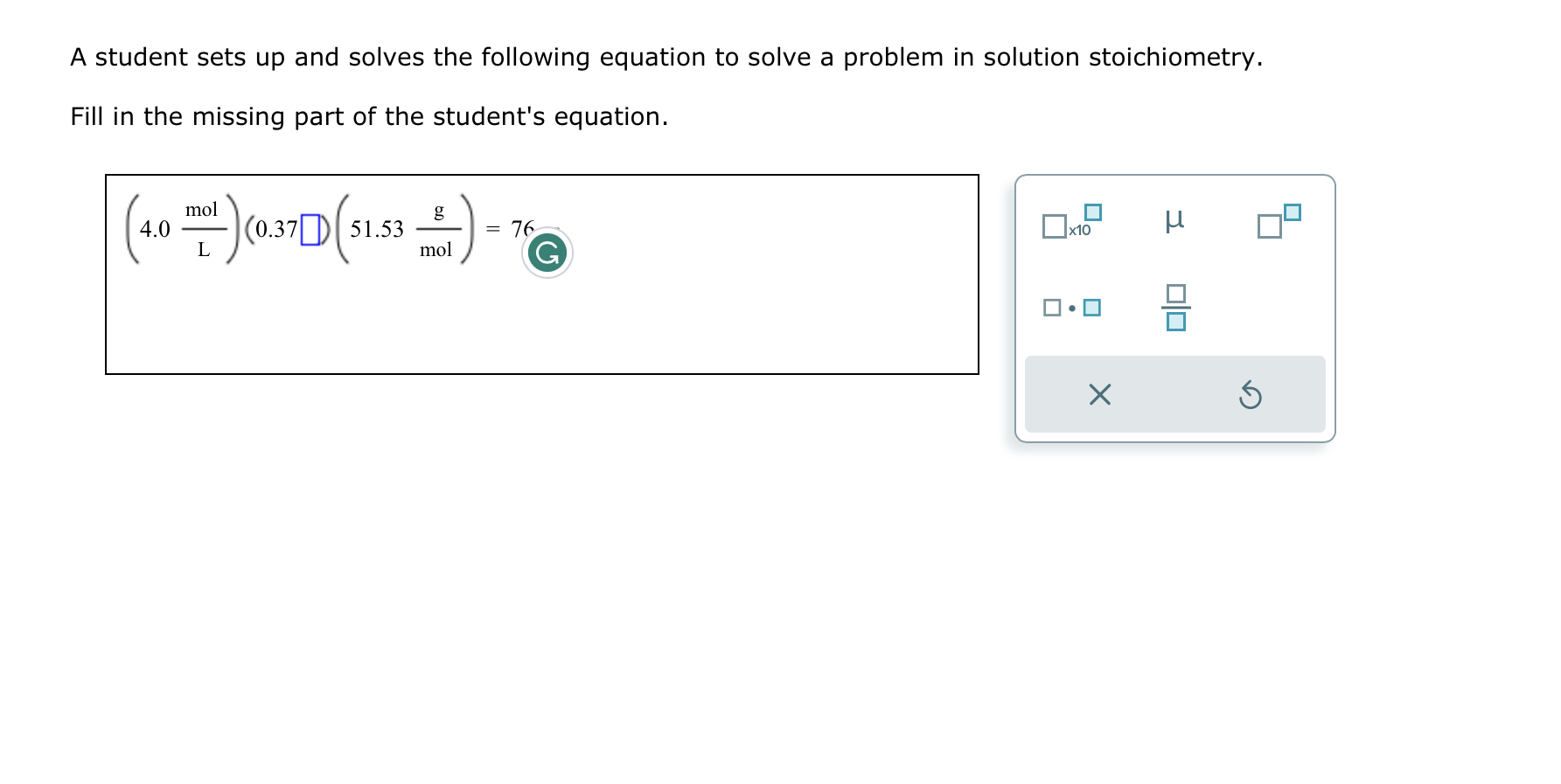 Solved A student sets up and solves the following equation | Chegg.com