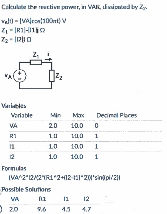 Solved Calculate the reactive power, in VAR, dissipated by | Chegg.com