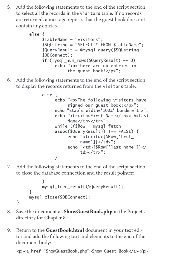 Solved n this project, you will add a document to the Guest | Chegg.com