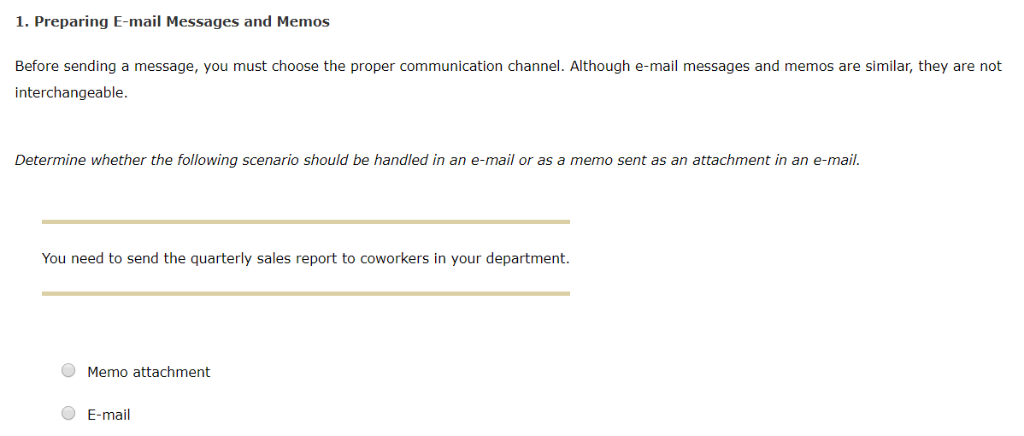 Solved 1. Preparing E-mail Messages and Memos Before sending | Chegg.com