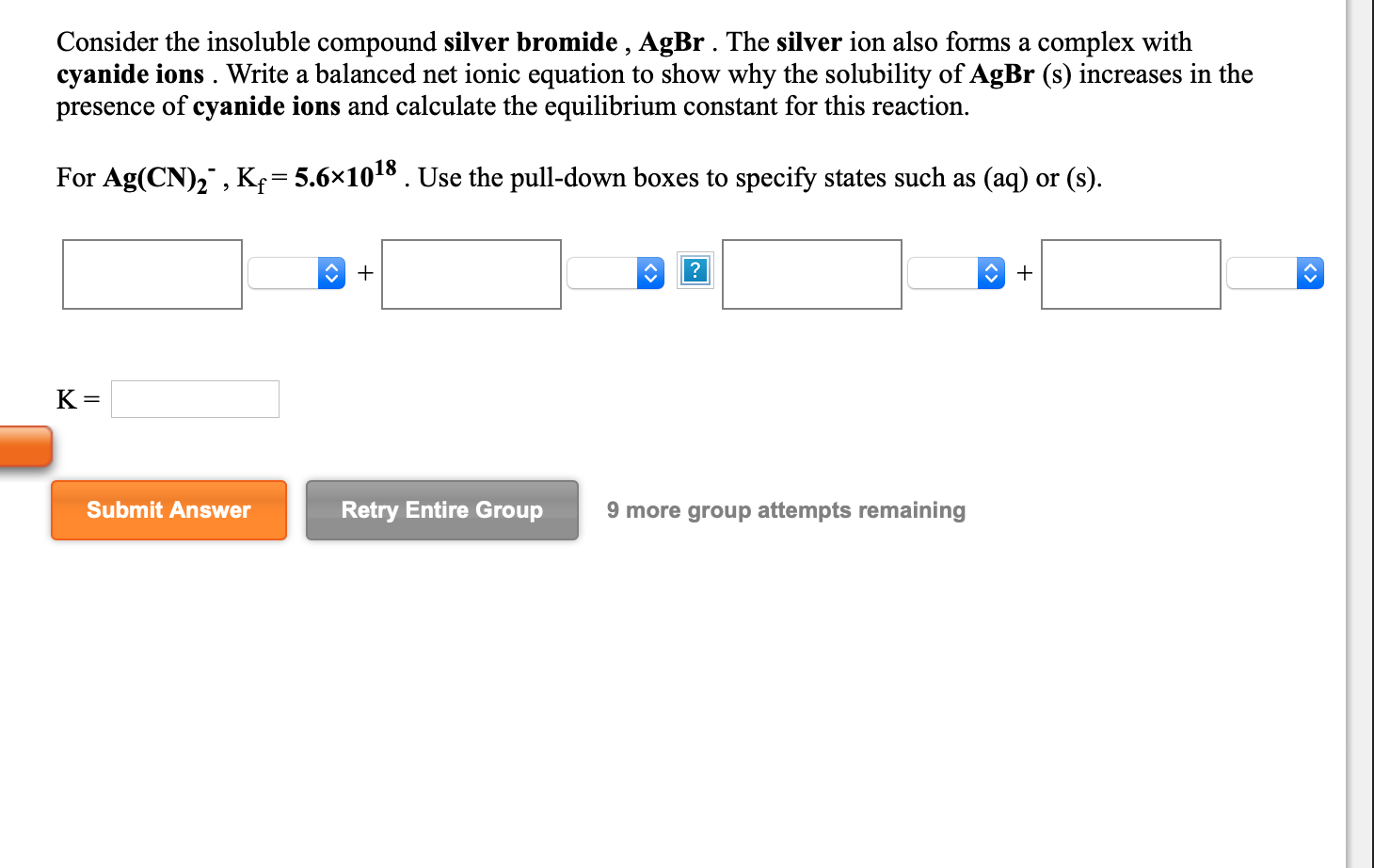 Solved Consider the insoluble compound silver bromide , AgBr | Chegg.com