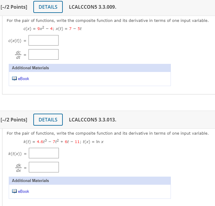 Solved [-/2 Points] DETAILS LCALCCON5 3.3.009. For the pair | Chegg.com