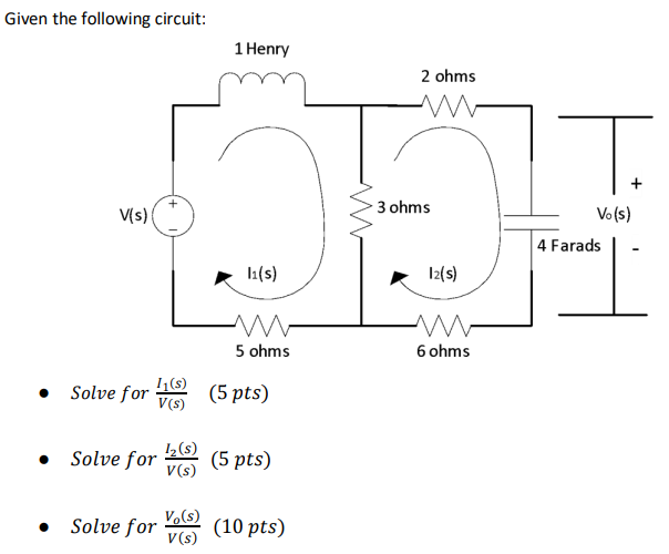 Solved Given the following circuit: - Solve for | Chegg.com