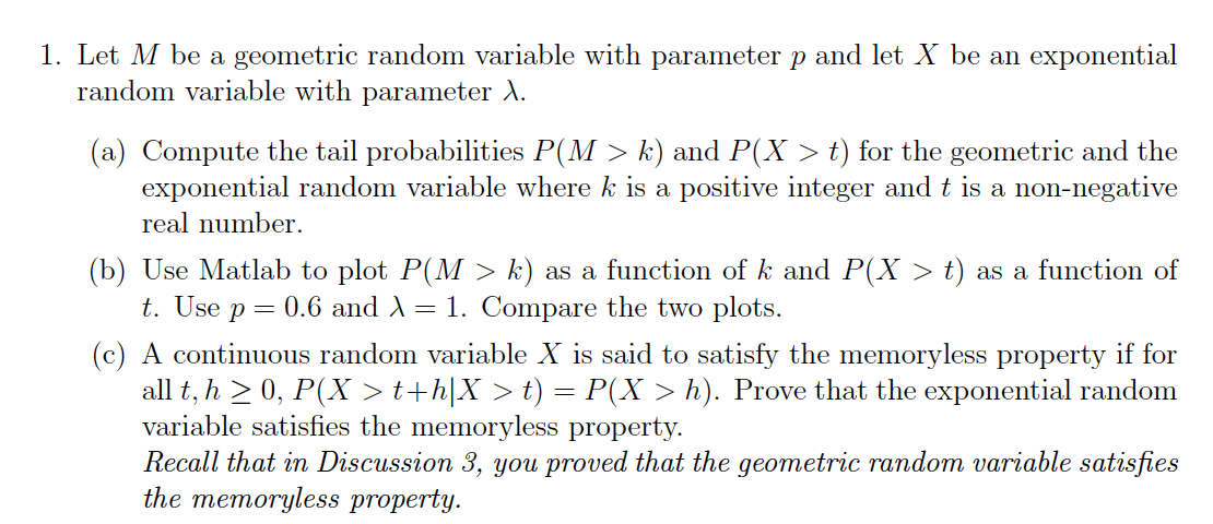 1 Let M Be A Geometric Random Variable With 6558