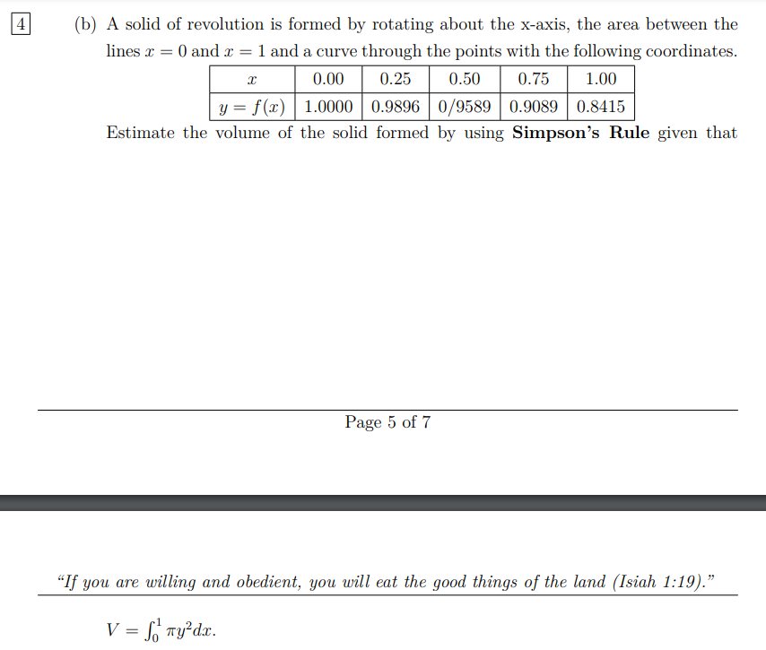 Solved (b) A solid of revolution is formed by rotating about | Chegg.com