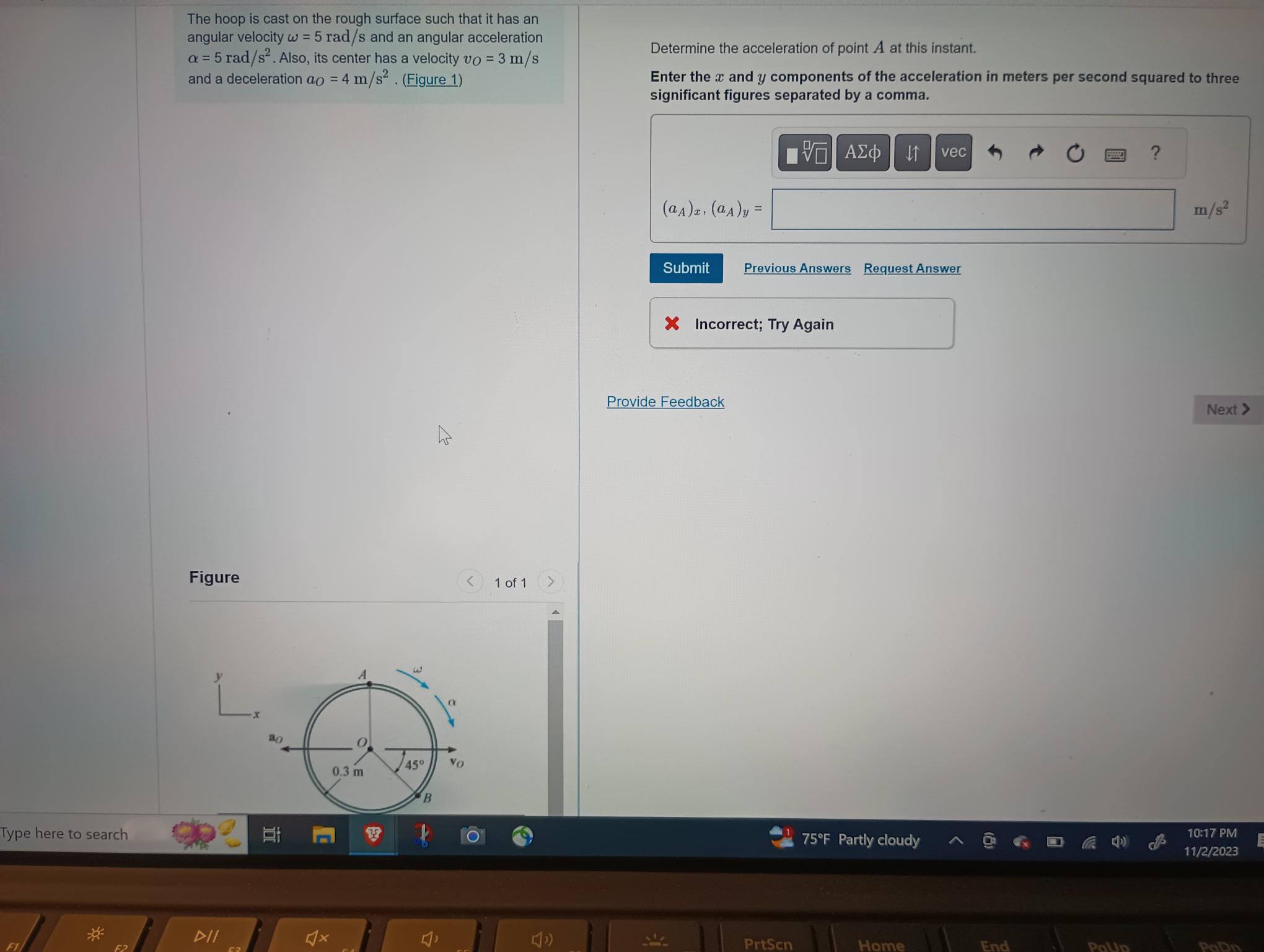 The hoop is cast on the rough surface such that it | Chegg.com