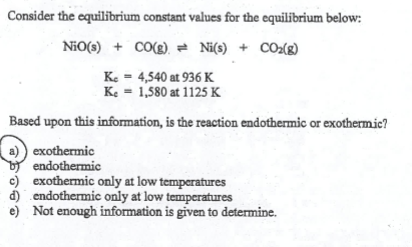 Solved Consider the equilibrium constant values for the | Chegg.com