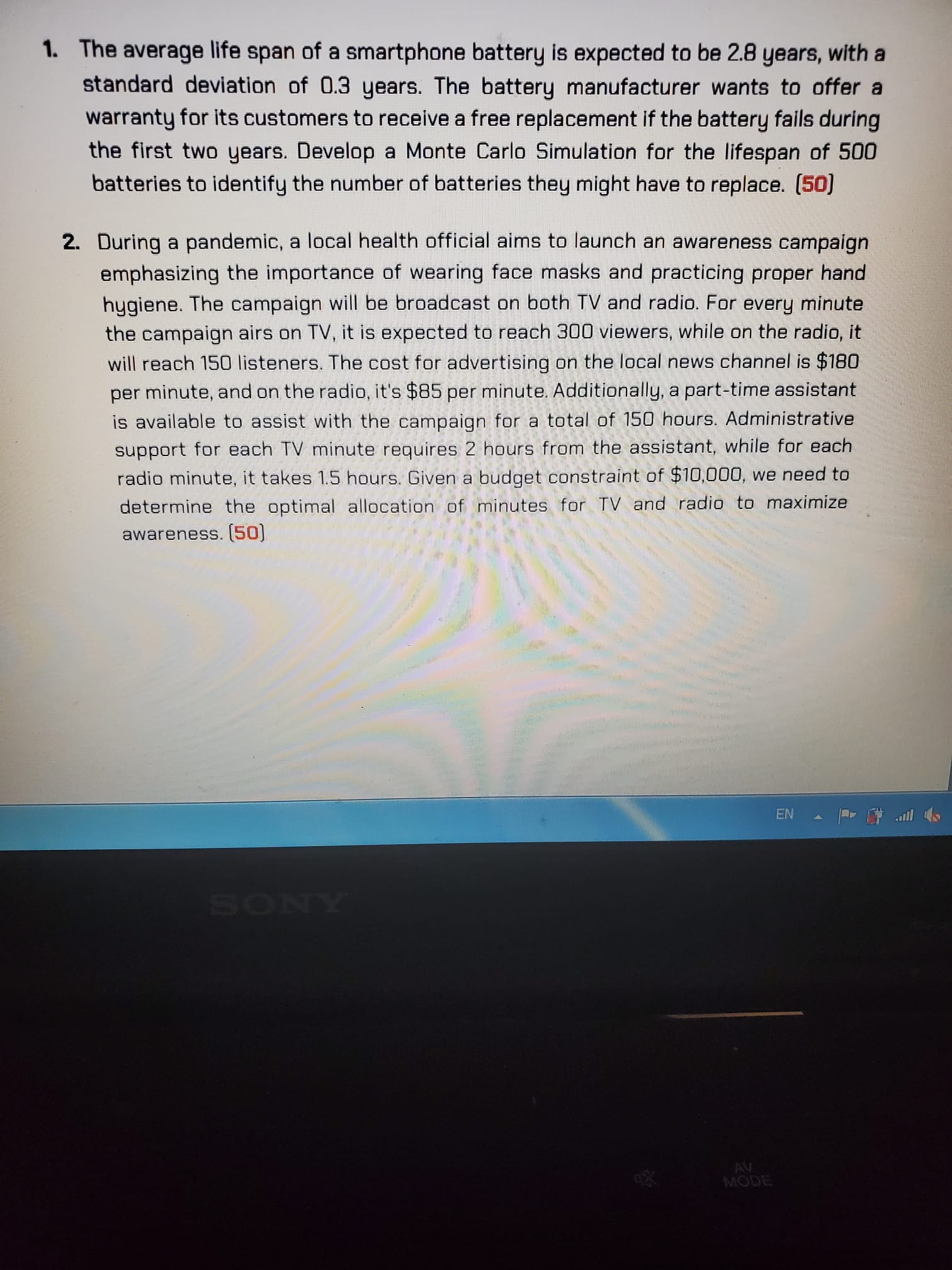 Solved 1. The average life span of a smartphone battery is | Chegg.com