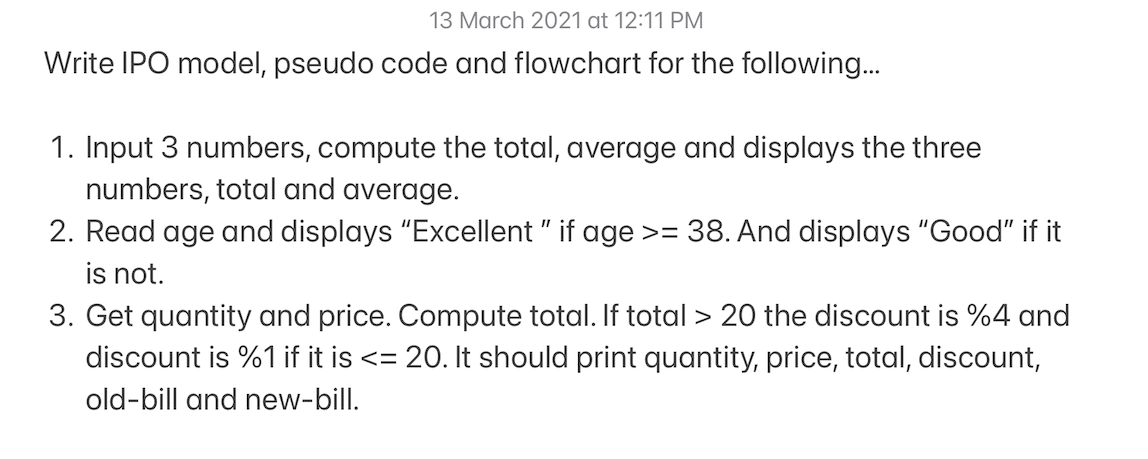 Solved 13 March 2021 at 12:11 PM Write IPO model, pseudo | Chegg.com