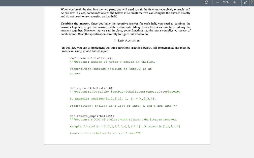 Solved ZOOM Recursive Functions Most of the recursive | Chegg.com