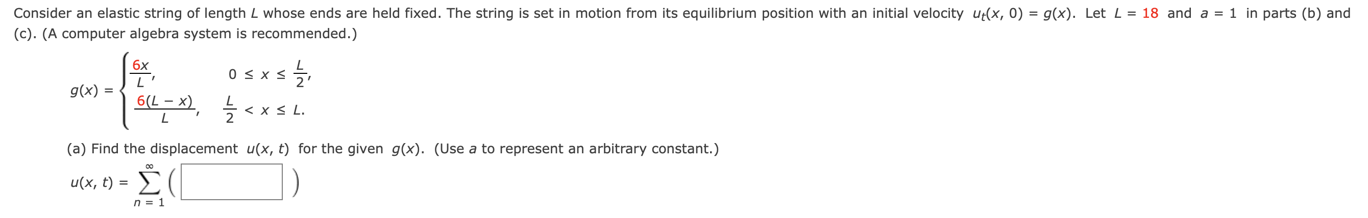 Solved = Consider an elastic string of length L whose ends | Chegg.com