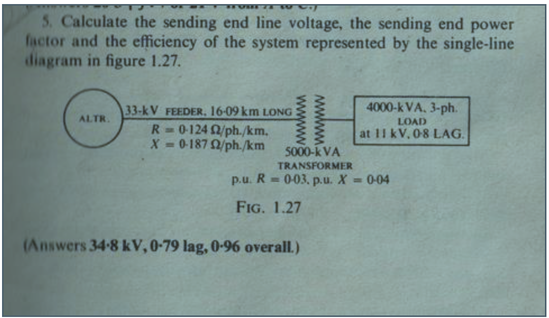 Solved 5. Calculate the sending end line voltage, the | Chegg.com