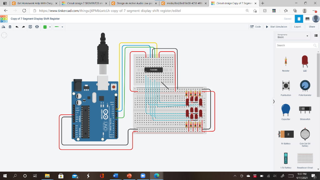 Solved Build a 7 segment display using leds and a shift | Chegg.com