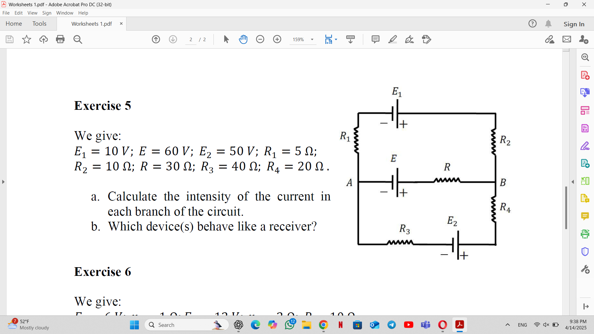 Exercise 5We | Chegg.com