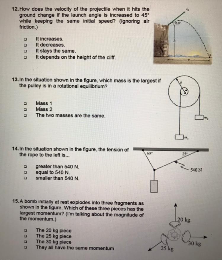 Solved 9. A projectile thrown with a 60° launch angle falls | Chegg.com