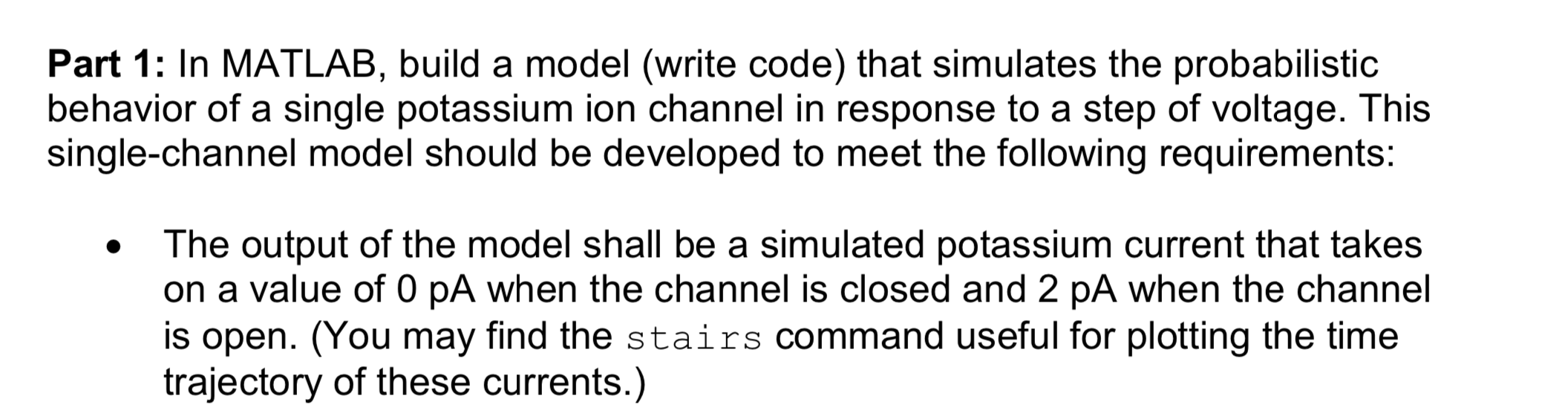 Part 1: In MATLAB, build a model (write code) that | Chegg.com