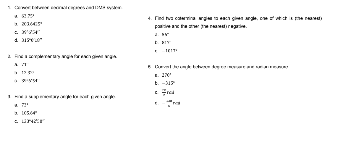 Solved 1. Convert between decimal degrees and DMS system. a. | Chegg.com