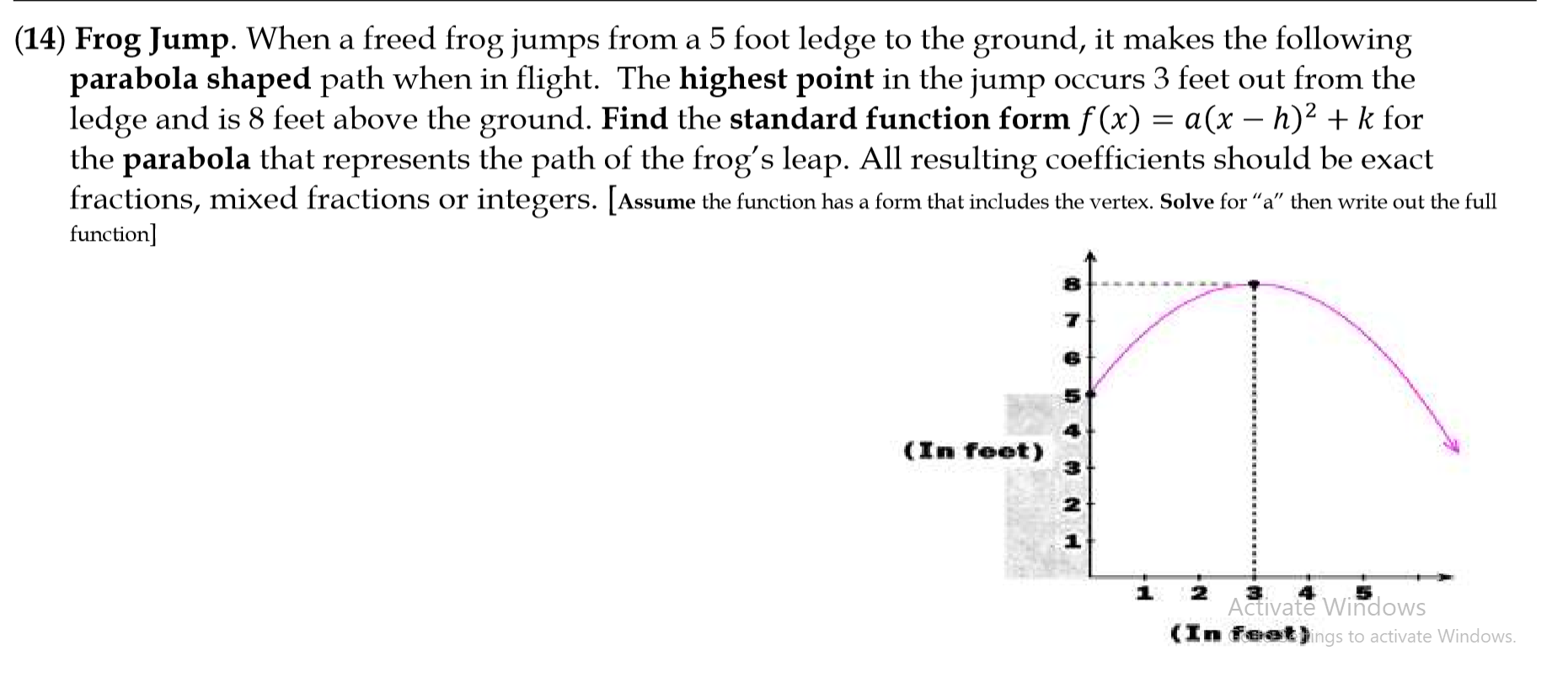 Solved (14) Frog Jump. When a freed frog jumps from a 5 foot | Chegg.com