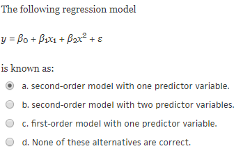 Solved The following regression model y-Bo + βιχι.pof + ε is | Chegg.com