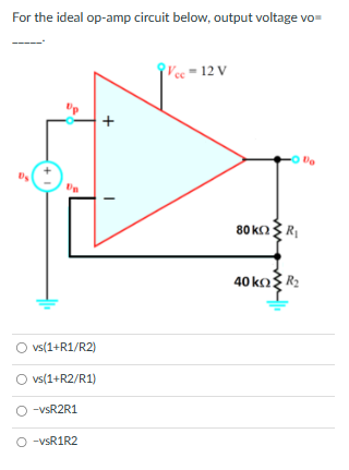 Solved For the ideal op-amp circuit below, output voltage | Chegg.com