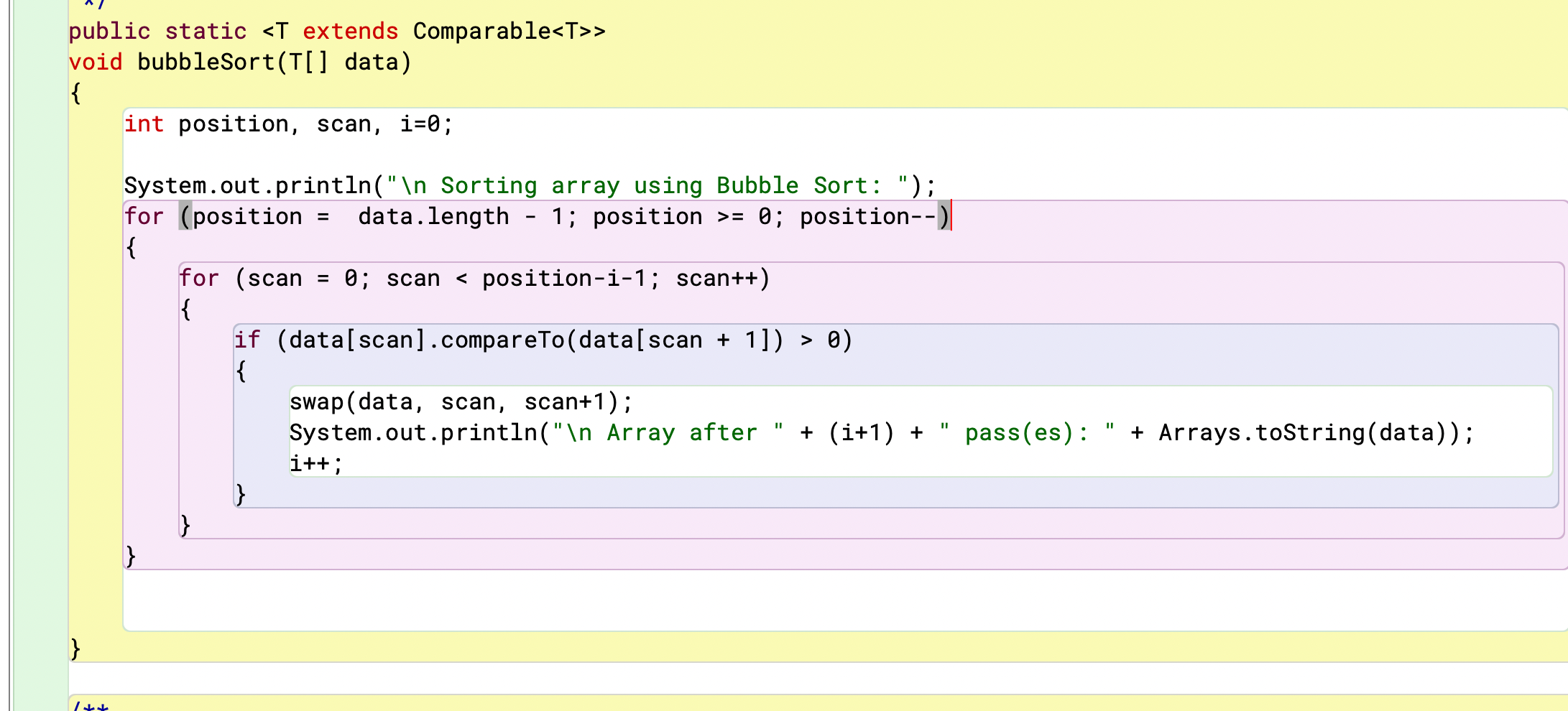 Solved Java- my arrays aren't being properly sorted on each | Chegg.com