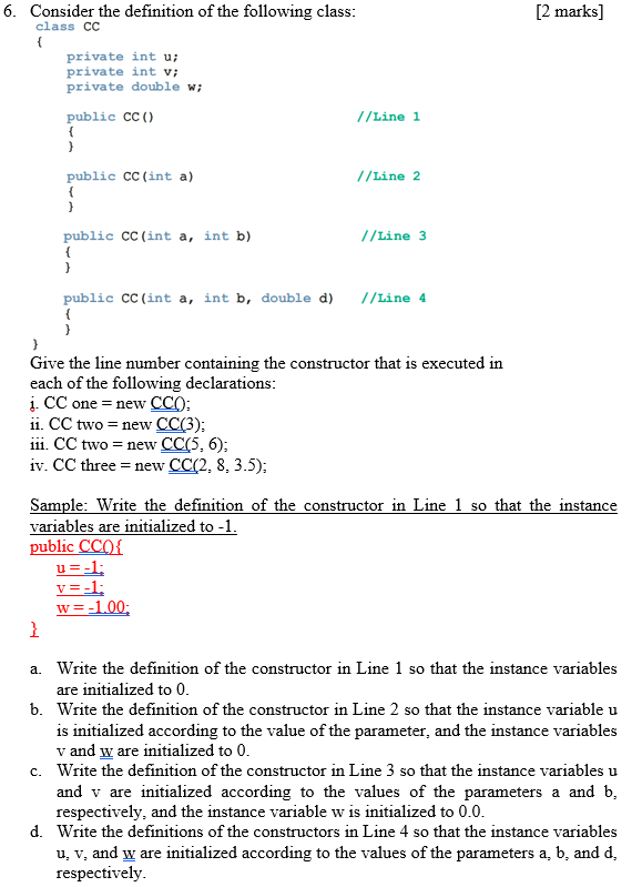 Solved Consider the definition of the following class: [2 | Chegg.com