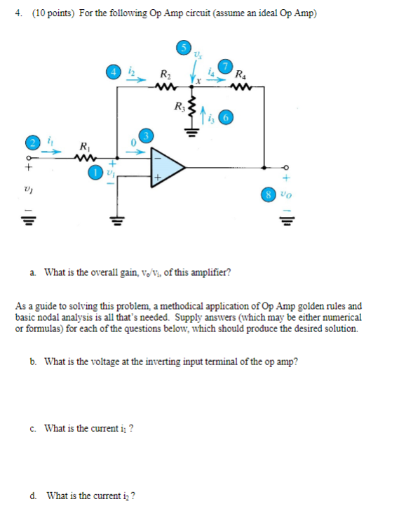 Solved 4. (10 points) For the following Op Amp circuit | Chegg.com