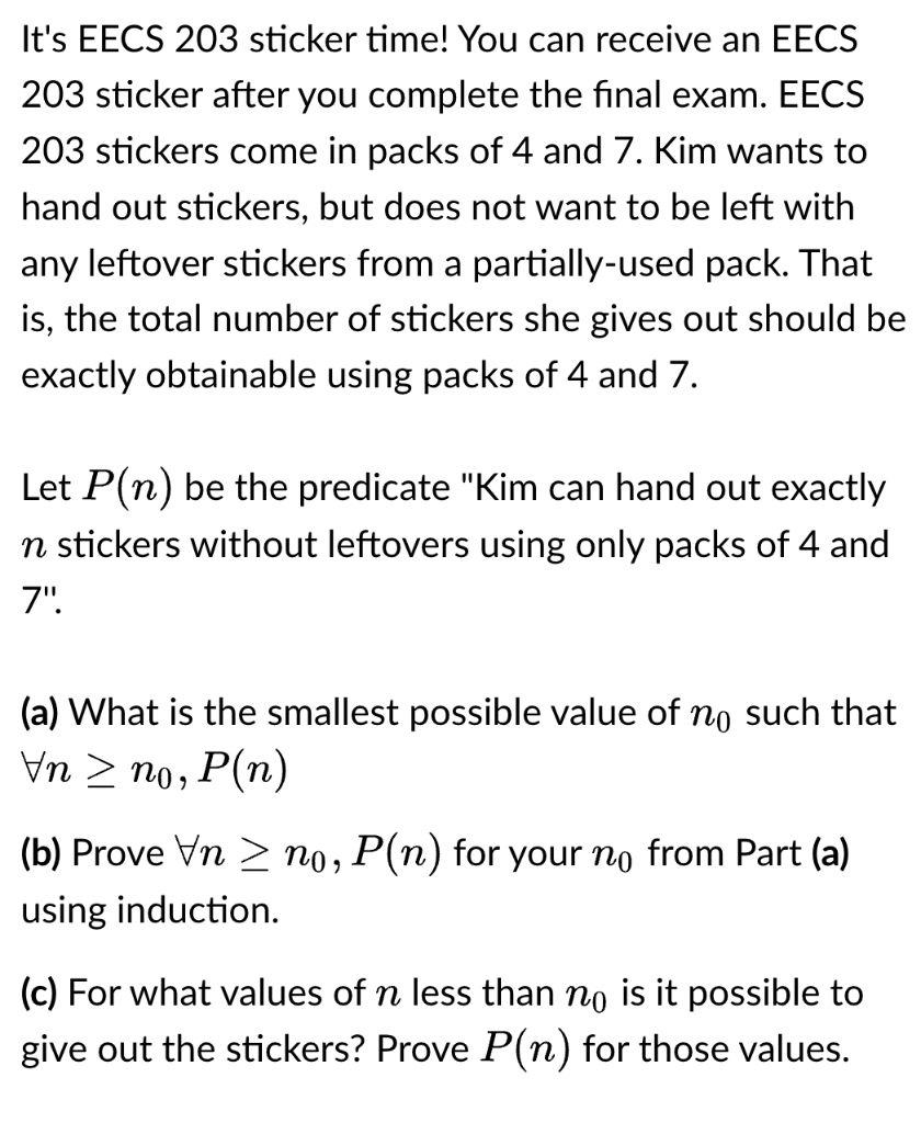 Solved It's EECS 203 sticker time! You can receive an EECS | Chegg.com