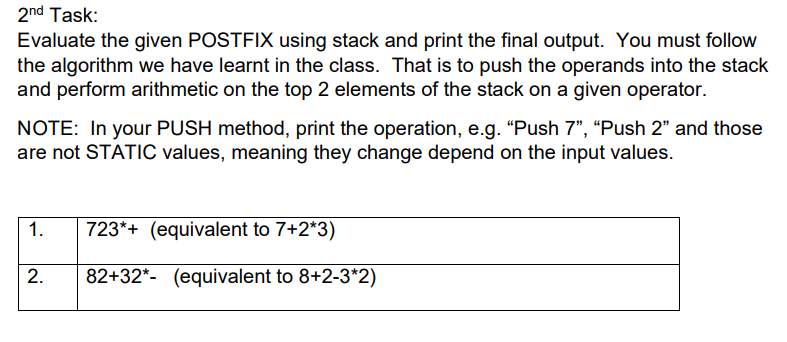 Solved Evaluate the given POSTFIX using stack and print the | Chegg.com
