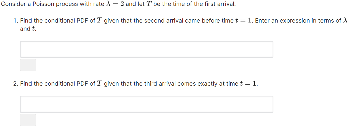 Solved Consider a Poisson process with rate lambda = 2 and | Chegg.com