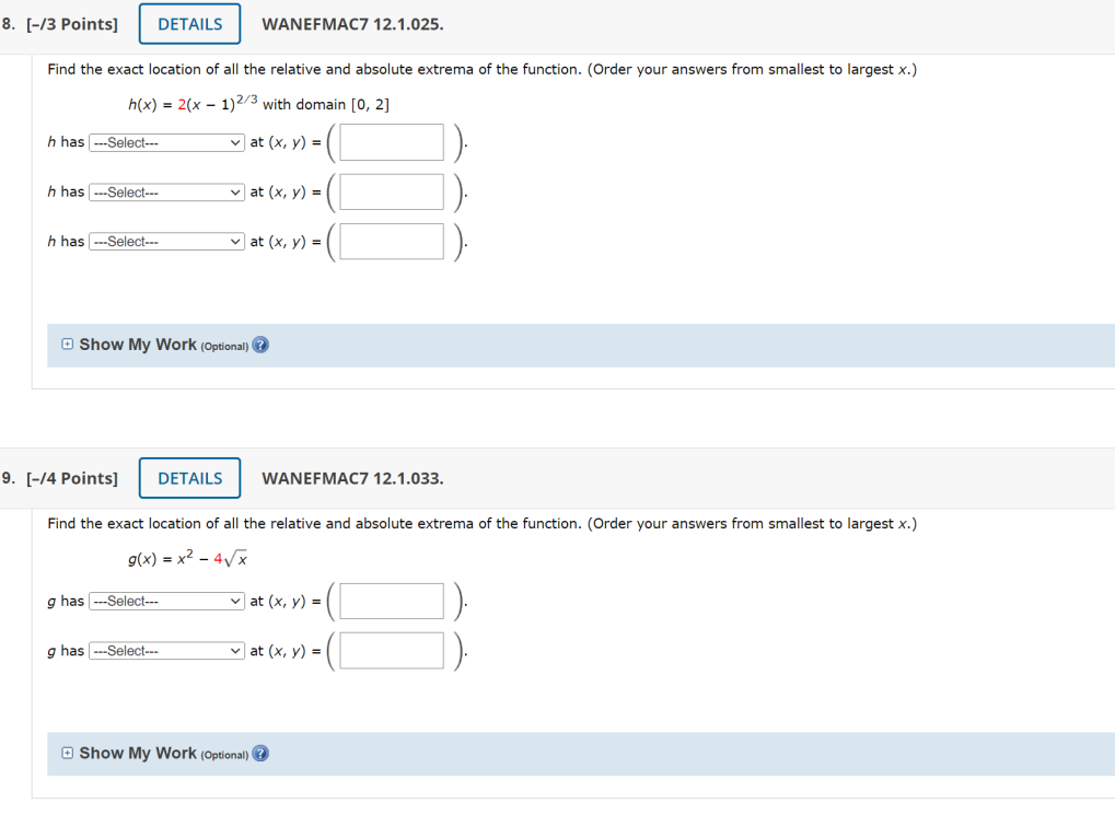 Solved Find the exact location of all the relative and | Chegg.com