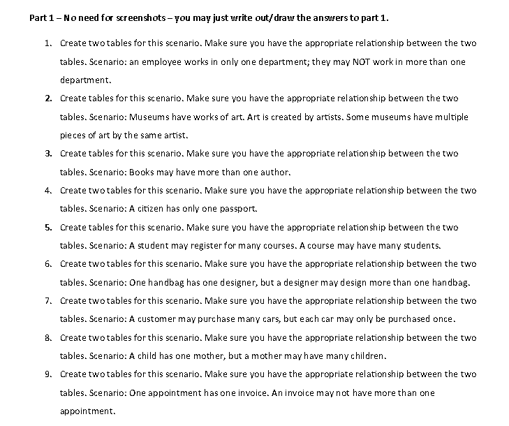 Solved Part 1 - No need for scr eenshots - you may just | Chegg.com