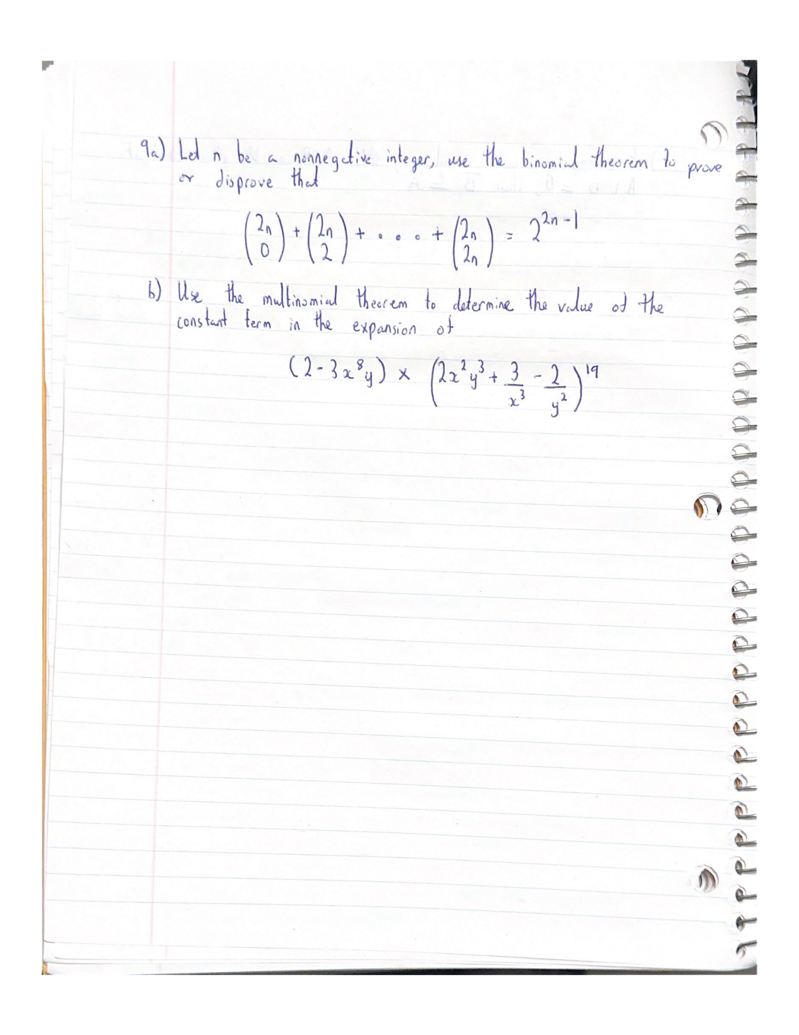 Solved 9a) ﻿Led n ﻿be a nonnegative integer, use the | Chegg.com