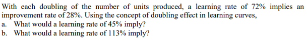 Solved With each doubling of the number of units produced, a | Chegg.com