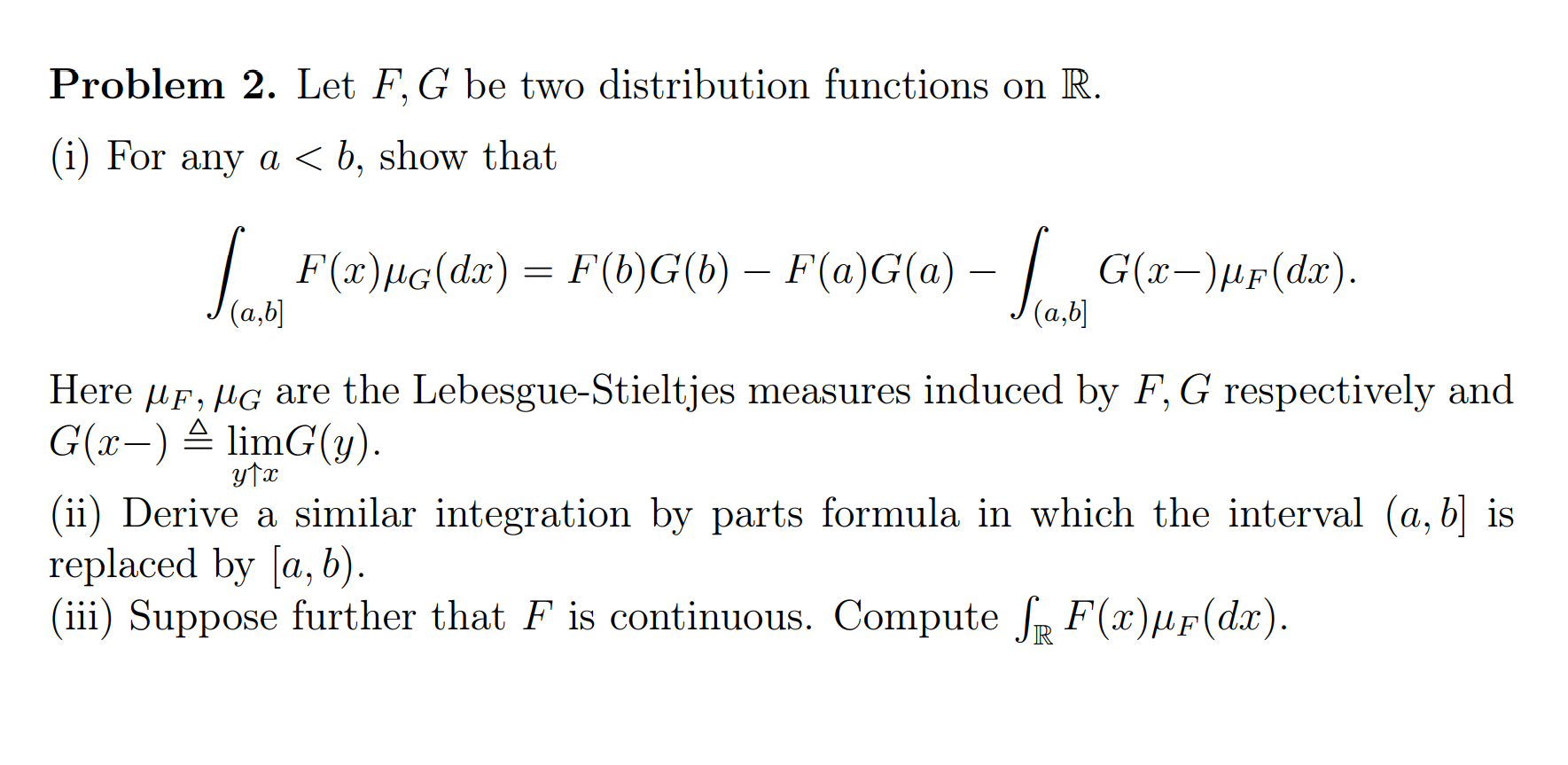 Problem 2. Let F,G be two distribution functions on | Chegg.com