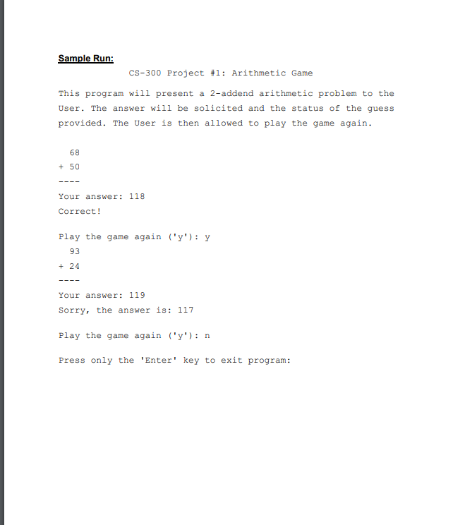 Solved CS 300 Project \#1 30 points Basic C++ Concepts: | Chegg.com