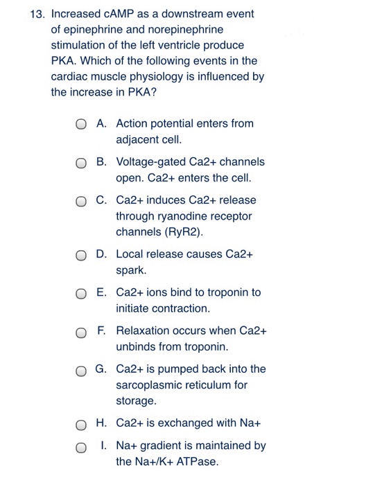 Solved 13. Increased cAMP as a downstream event of | Chegg.com