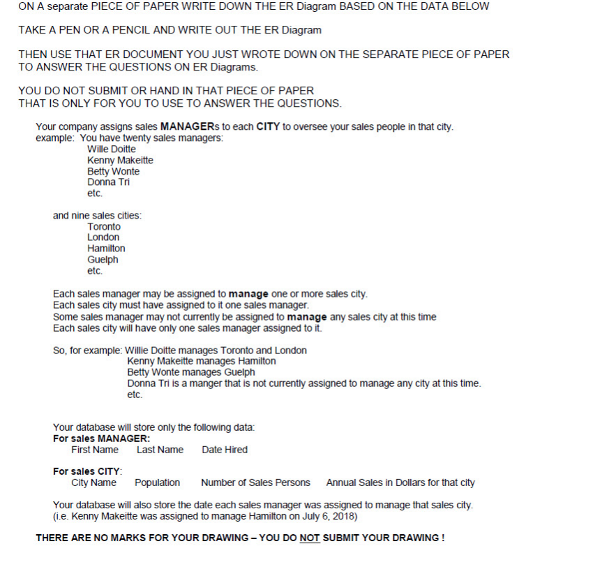Solved ON A separate PIECE OF PAPER WRITE DOWN THE ER | Chegg.com