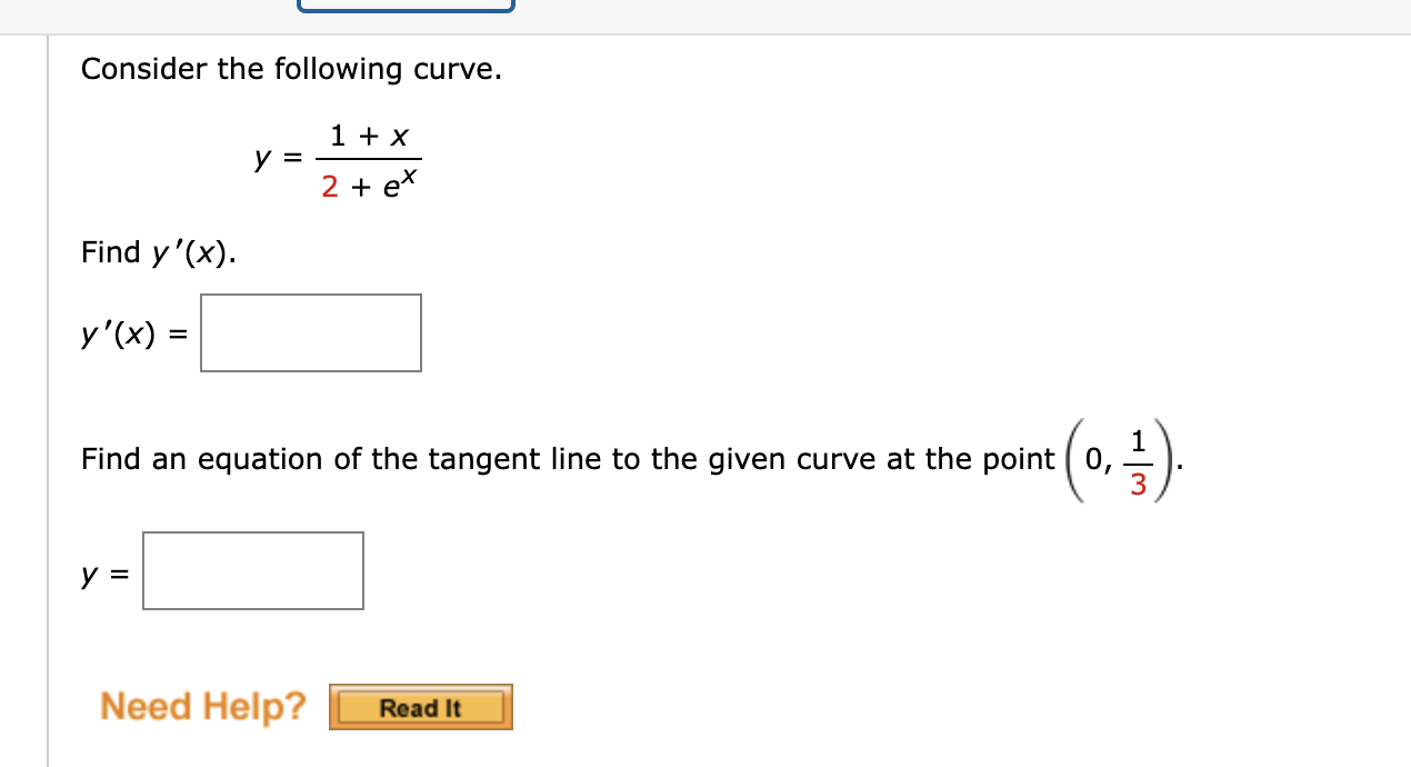 Solved Consider the following curve.y=1+x2+exFind | Chegg.com