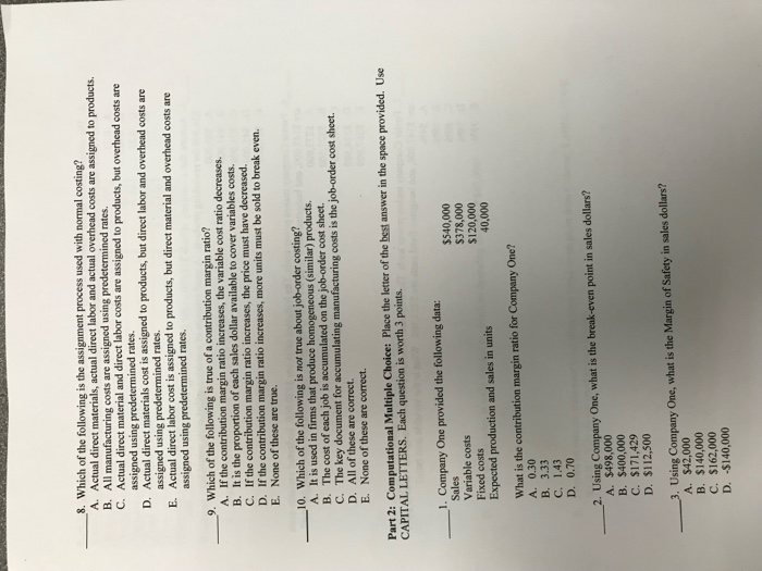 Solved 8. Which of the following is the assignment process | Chegg.com