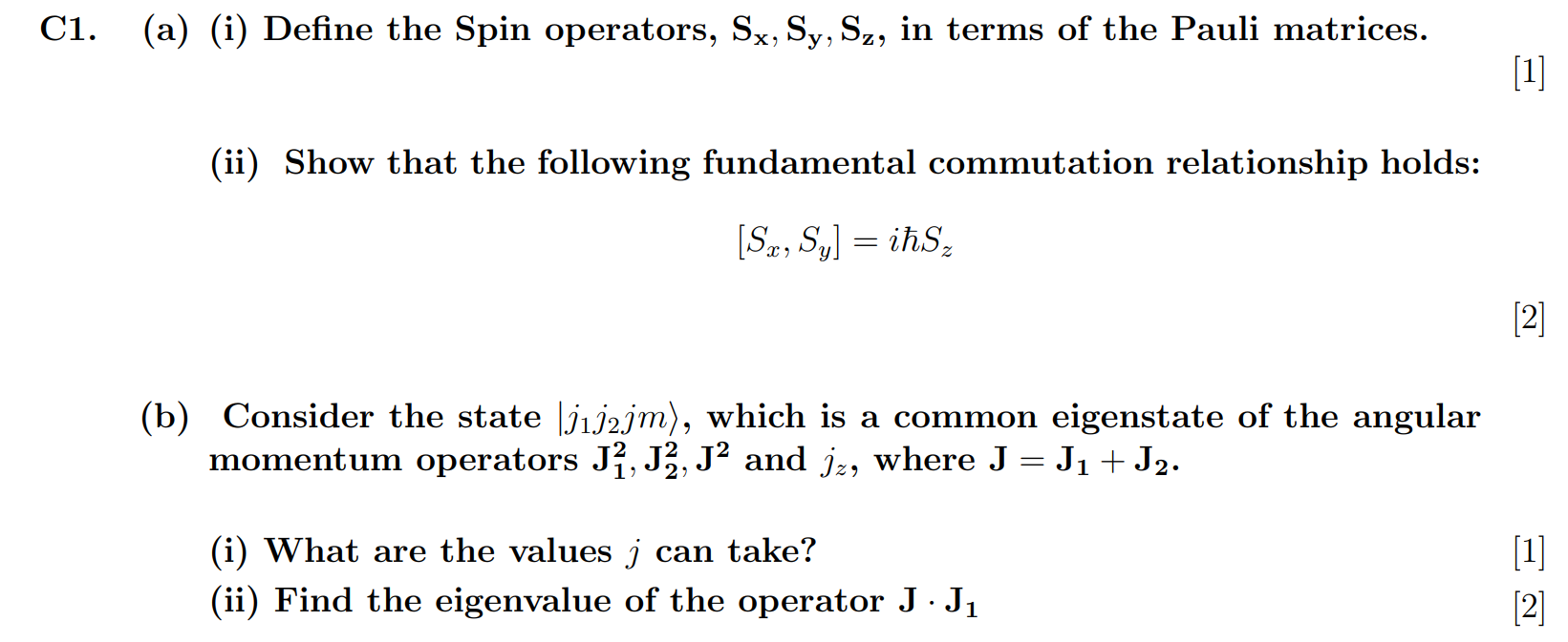 Solved A I Define The Spin Operators Sx Sy Sz In Terms