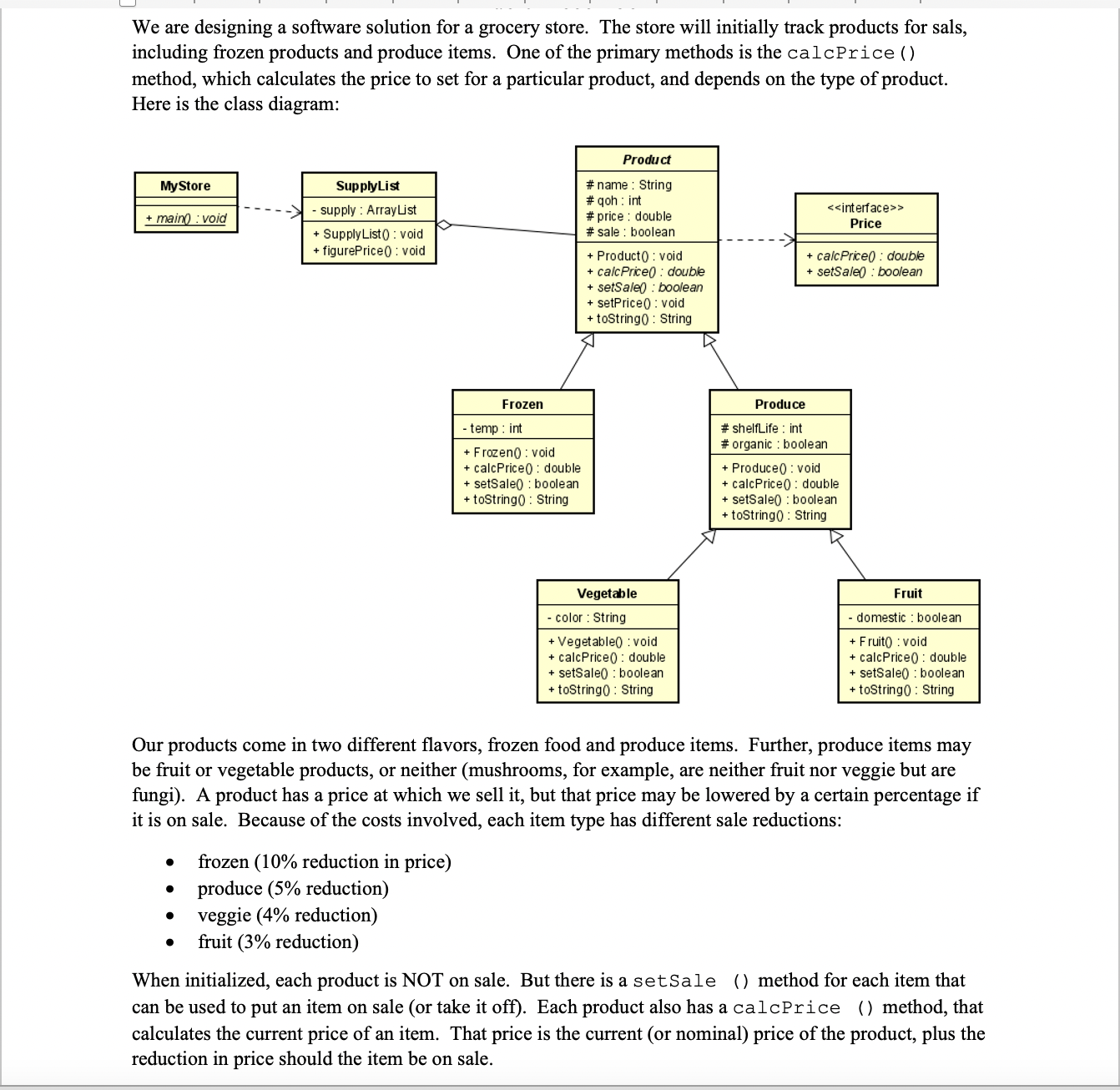 Solved We are designing a software solution for a grocery | Chegg.com