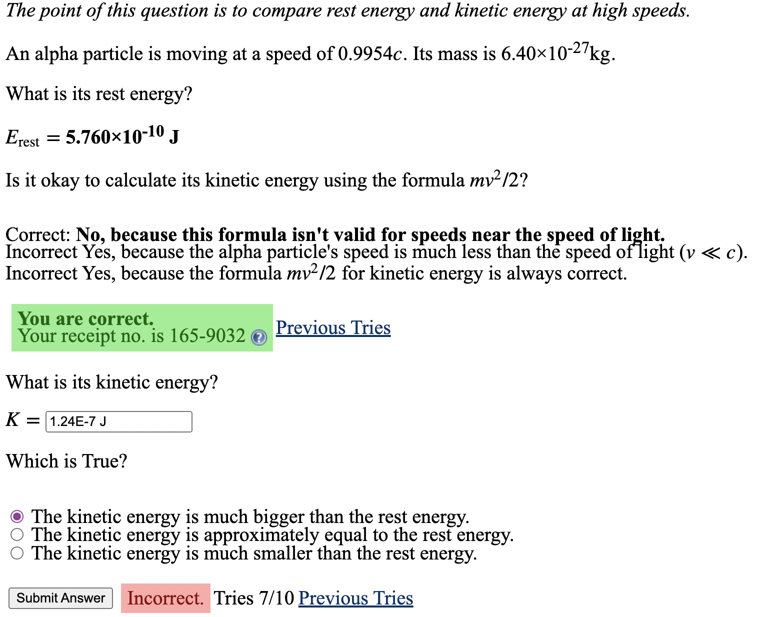 Solved The point of this question is to compare rest energy | Chegg.com