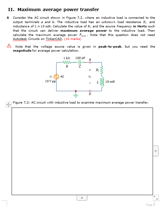 Solved II. Maximum average power transfer 6 Consider the AC | Chegg.com