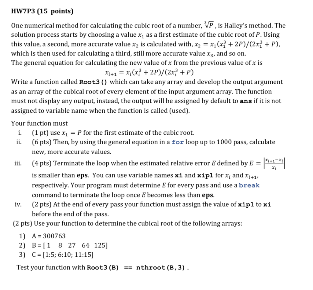 HW7 (15 points) One numerical method for calculating | Chegg.com