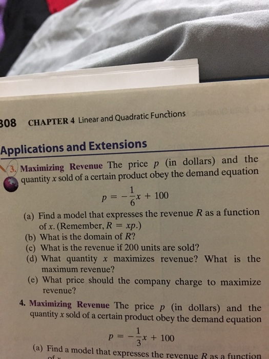 Solved Maximizing Revenue, the price p (in dollars) and the | Chegg.com