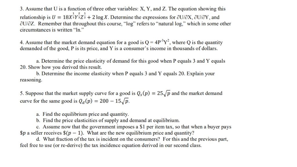 Solved 4. Assume that the market demand equation for a good | Chegg.com